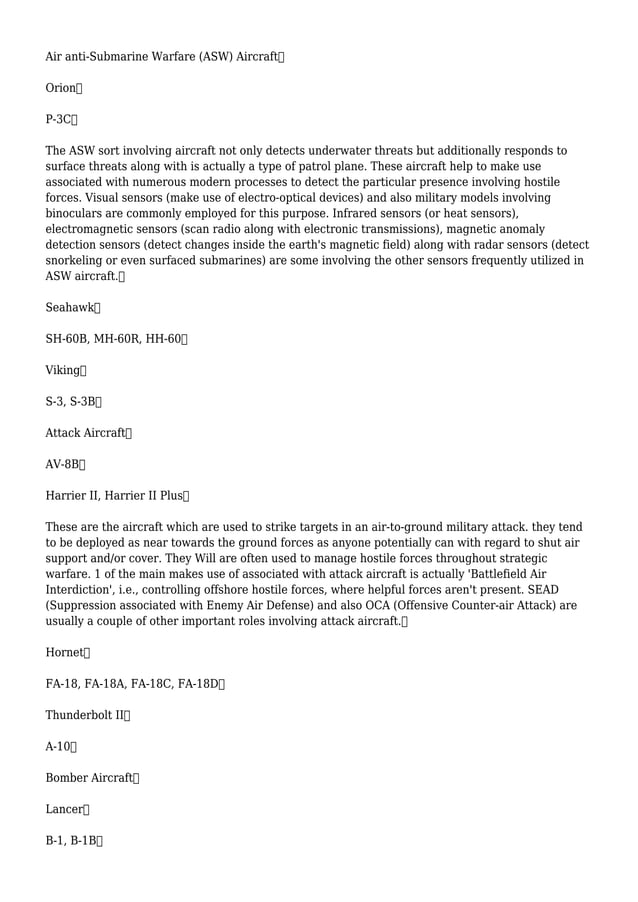 Types of US Military Aircraft | PDF