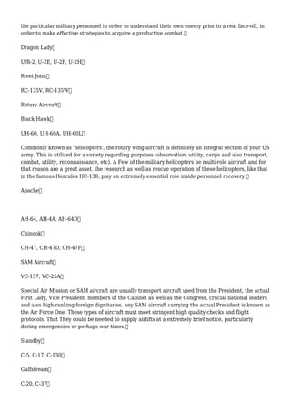 Types of US Military Aircraft | PDF