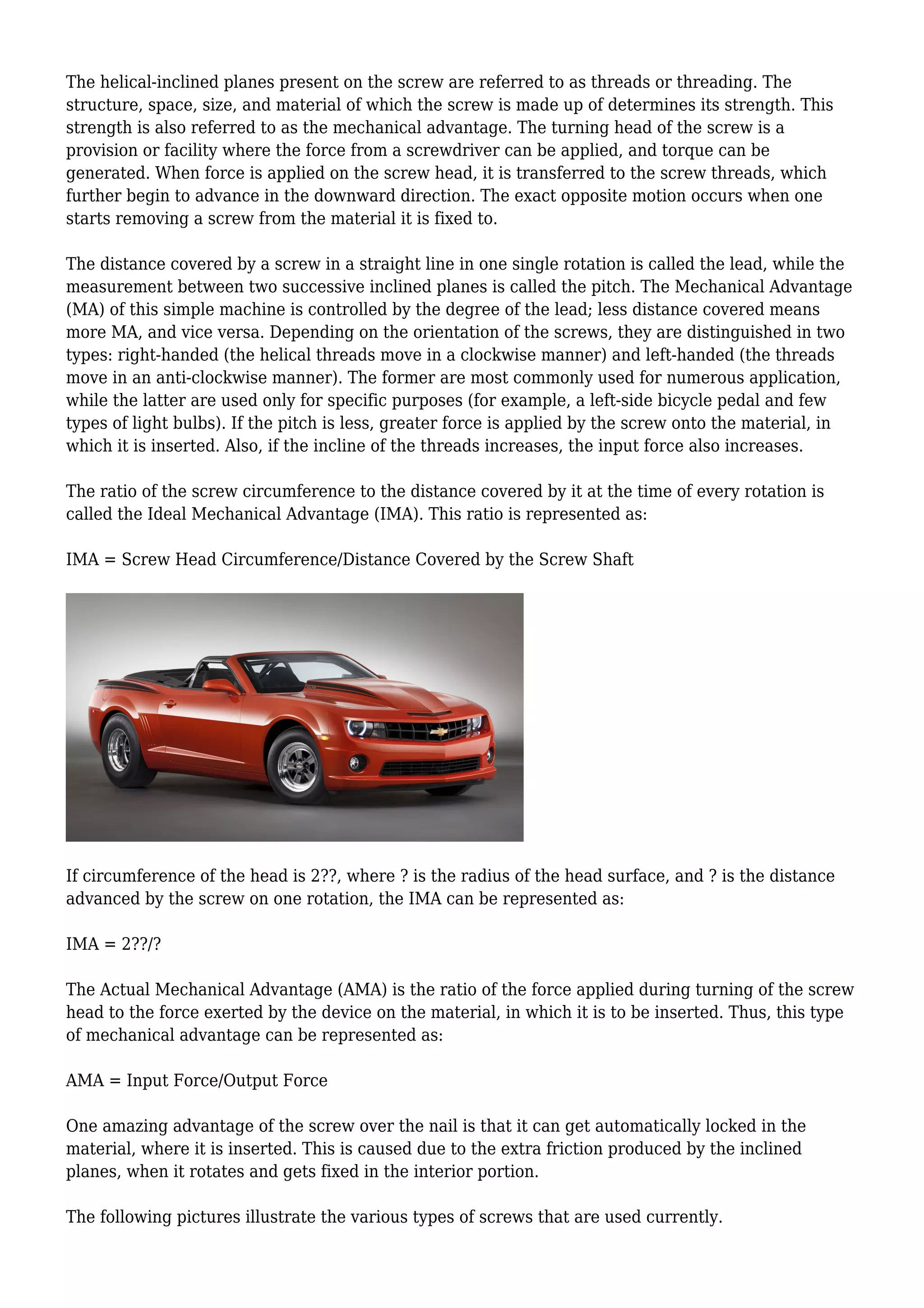 Simple Machine: Screws | PDF