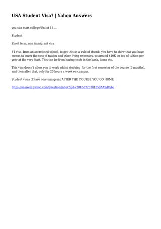 USA Student Visa? | Yahoo Answers | PDF