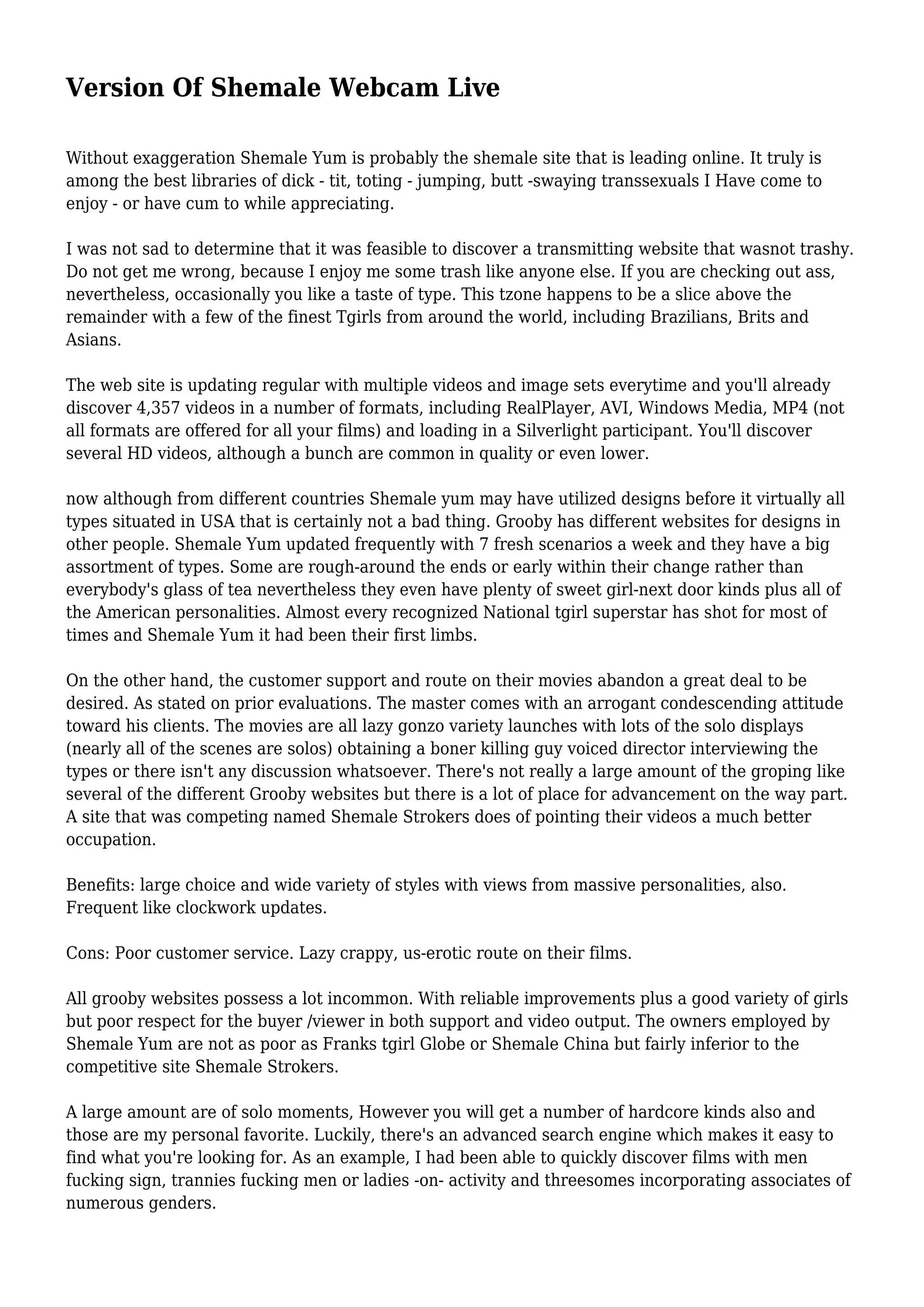 Version Of Shemale Webcam Live | PDF