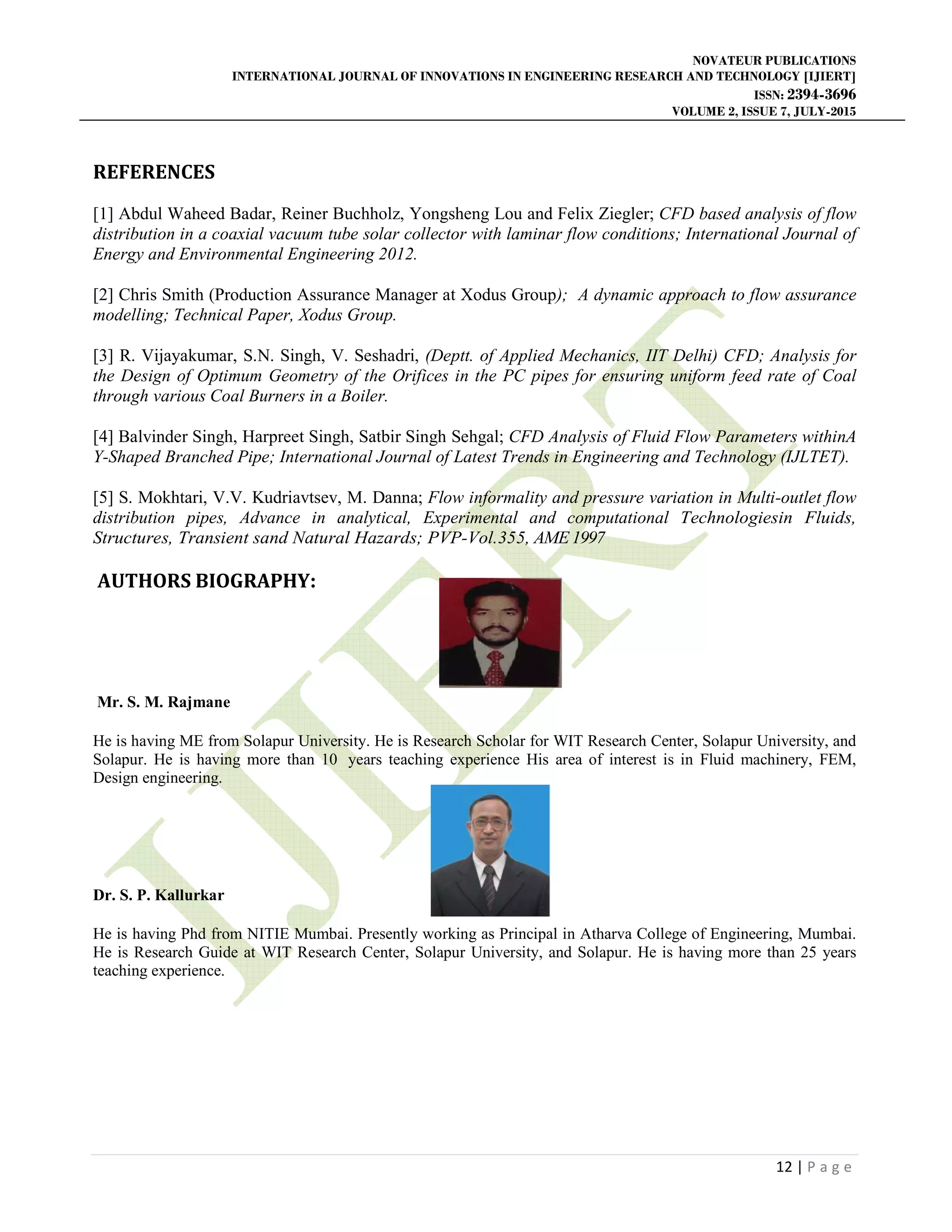 FLOW DISTRIBUTION NETWORK ANALYSIS FOR DISCHARGE SIDE OF CENTRIFUGAL PUMP | PDF