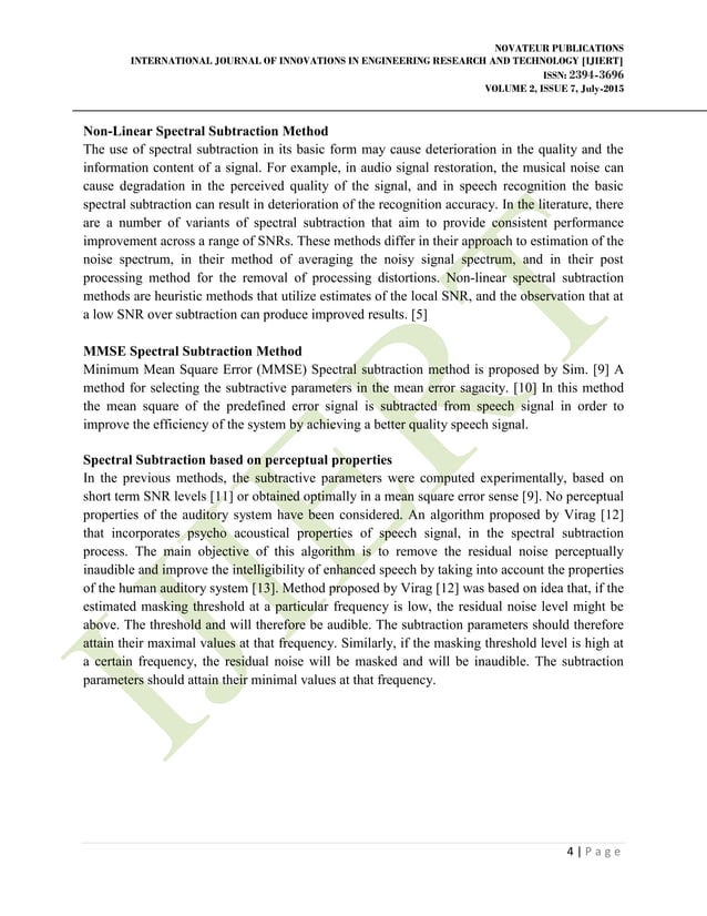 A REVIEW OF LPC METHODS FOR ENHANCEMENT OF SPEECH SIGNALS | PDF