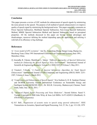 A REVIEW OF LPC METHODS FOR ENHANCEMENT OF SPEECH SIGNALS | PDF