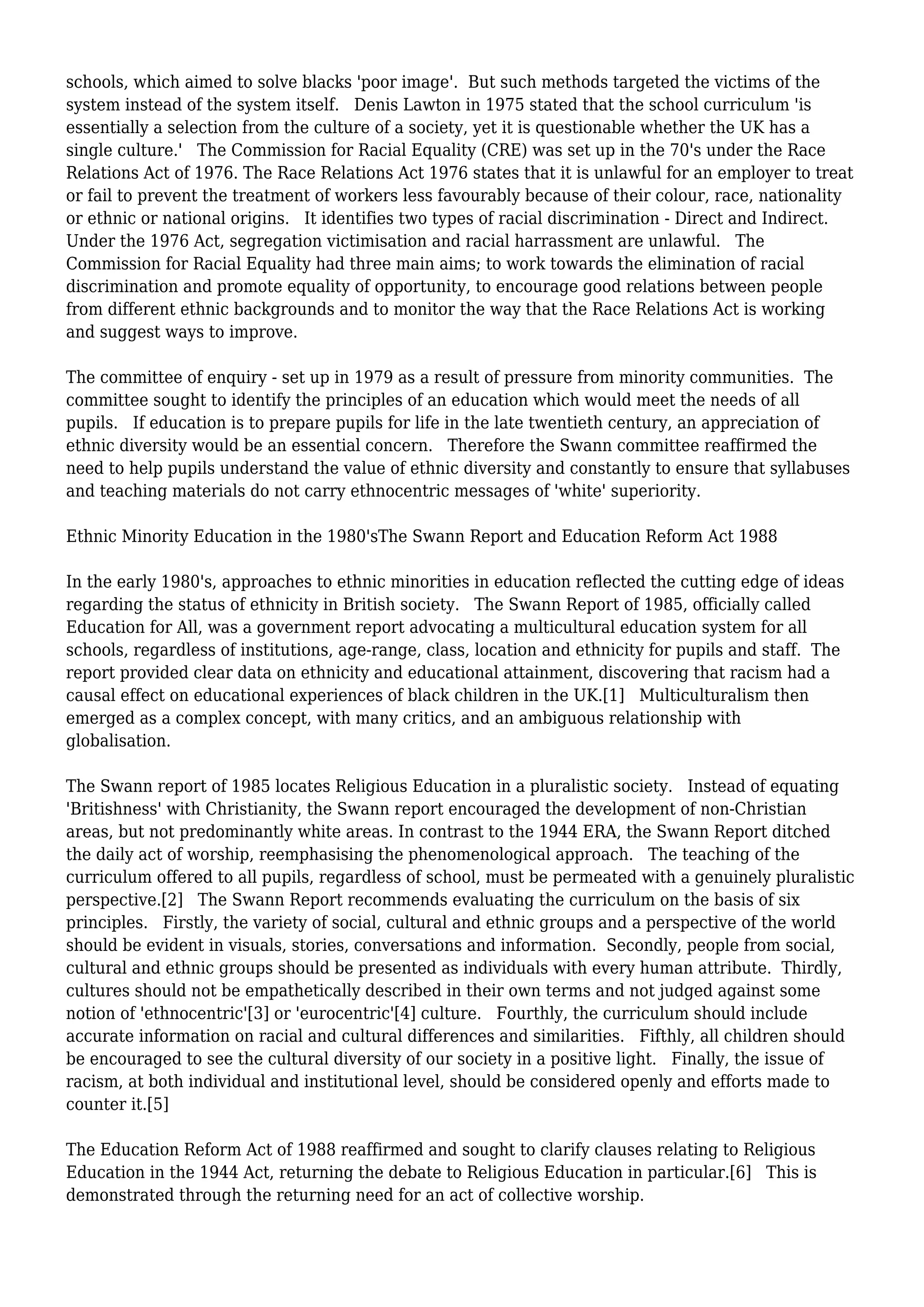 Ethnic Minority Education in the UK 1940's - 1980's | PDF