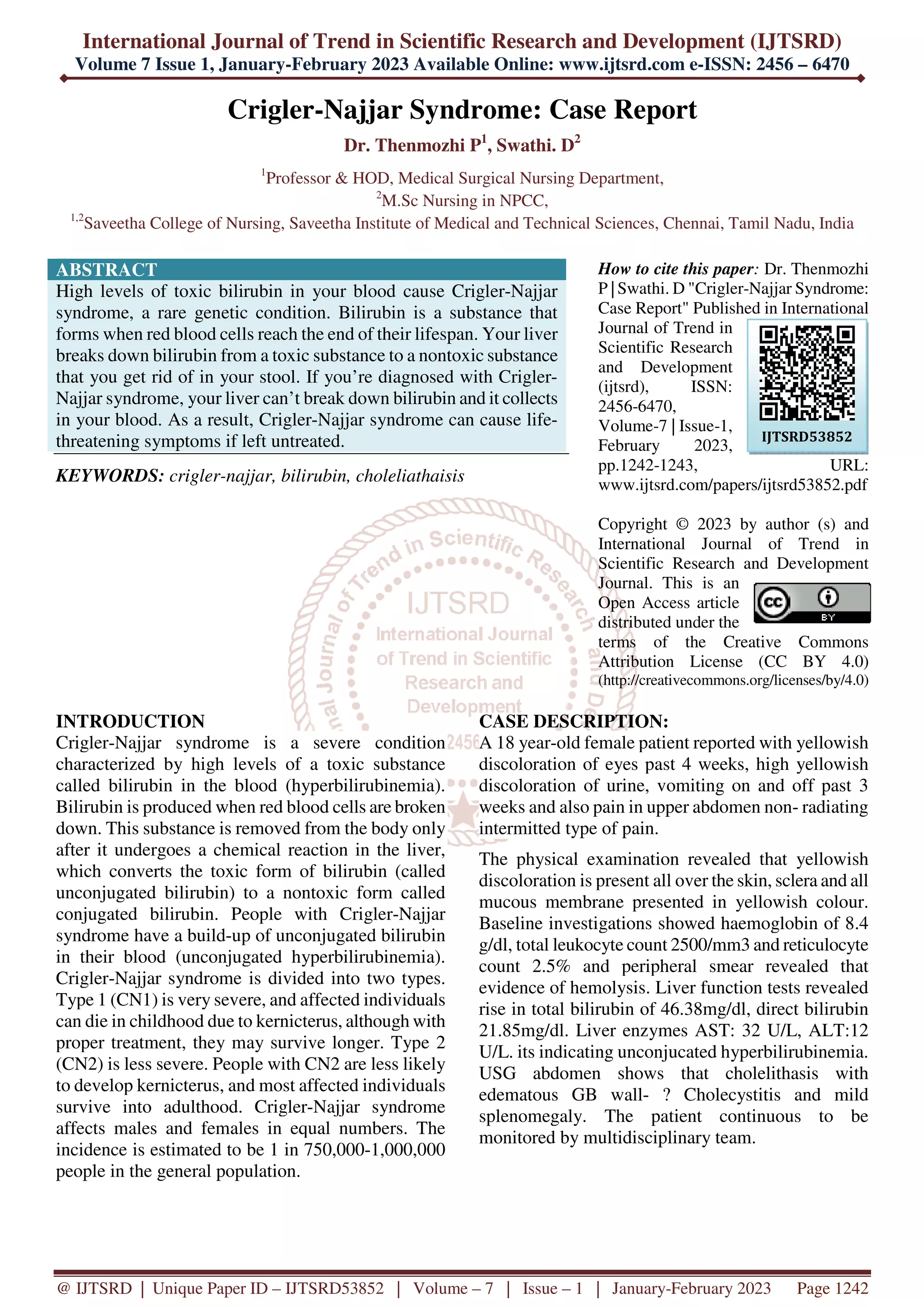 Crigler Najjar Syndrome Case Report | PDF
