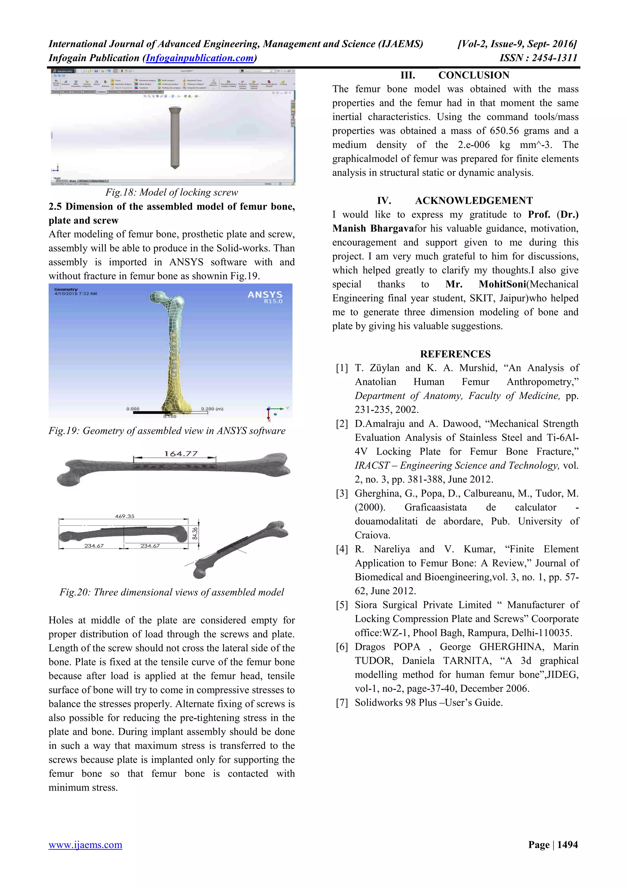 3 Dimensional Virtual Modelling of Human Femur Bone with Prosthetic Plate and Screws | PDF