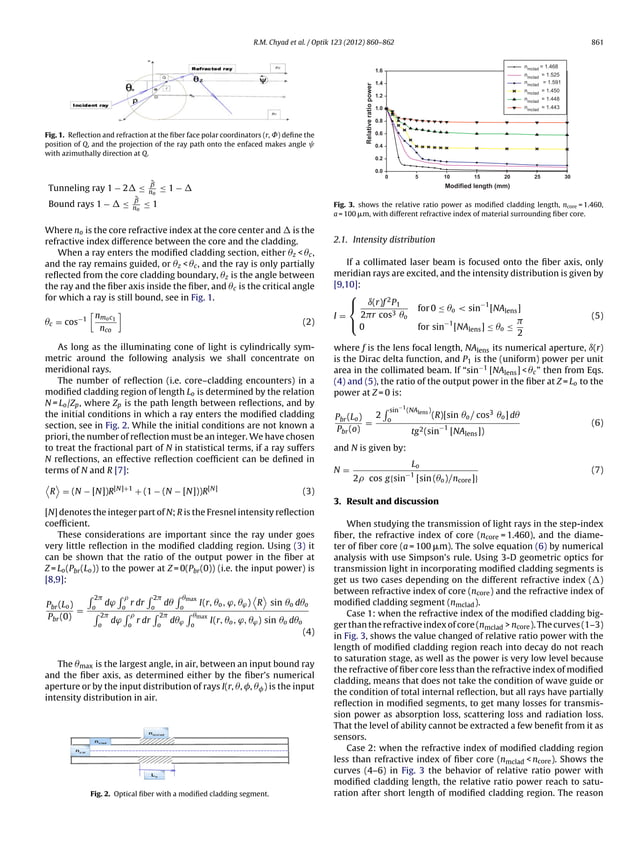 Numerical ray tracing through a modified cladding fiber optic segment sensors | PDF