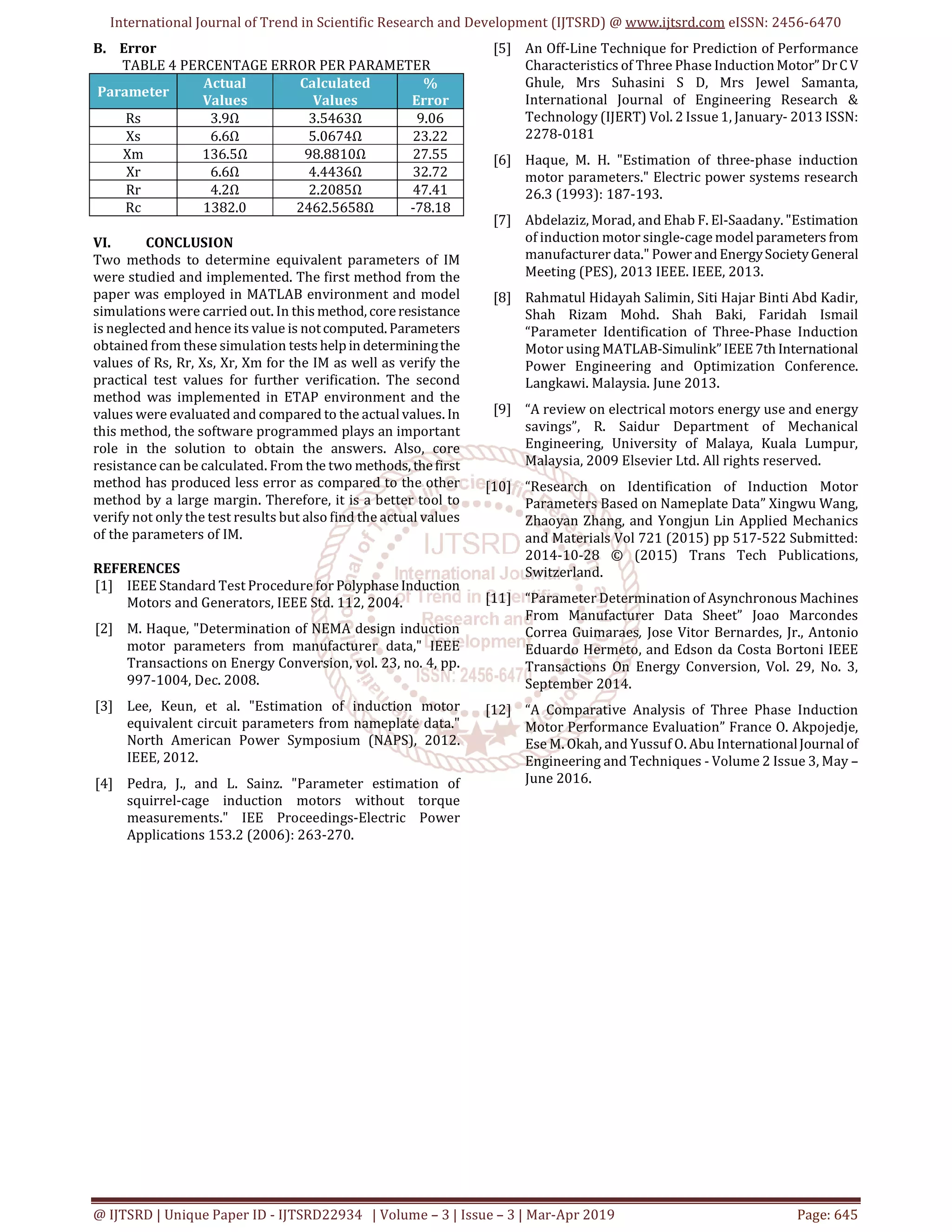Identifying Three Phase Induction Motor Equivalent Circuit Parameters from Nameplate Data by ...