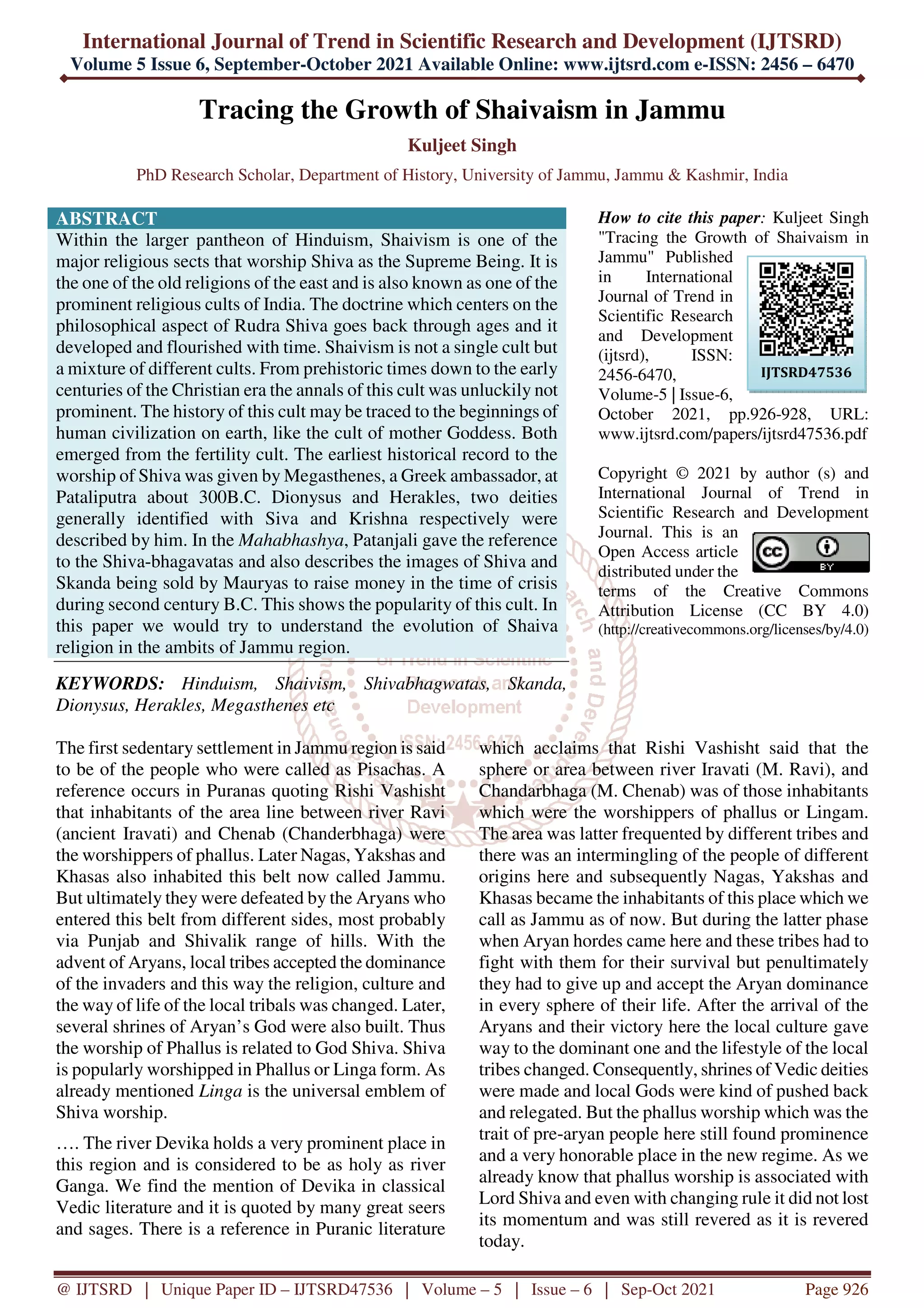 Tracing the Growth of Shaivaism in Jammu | PDF