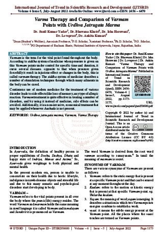 Varma Therapy and Comparison of Varmam Points with Urdhva Jatrugata ...