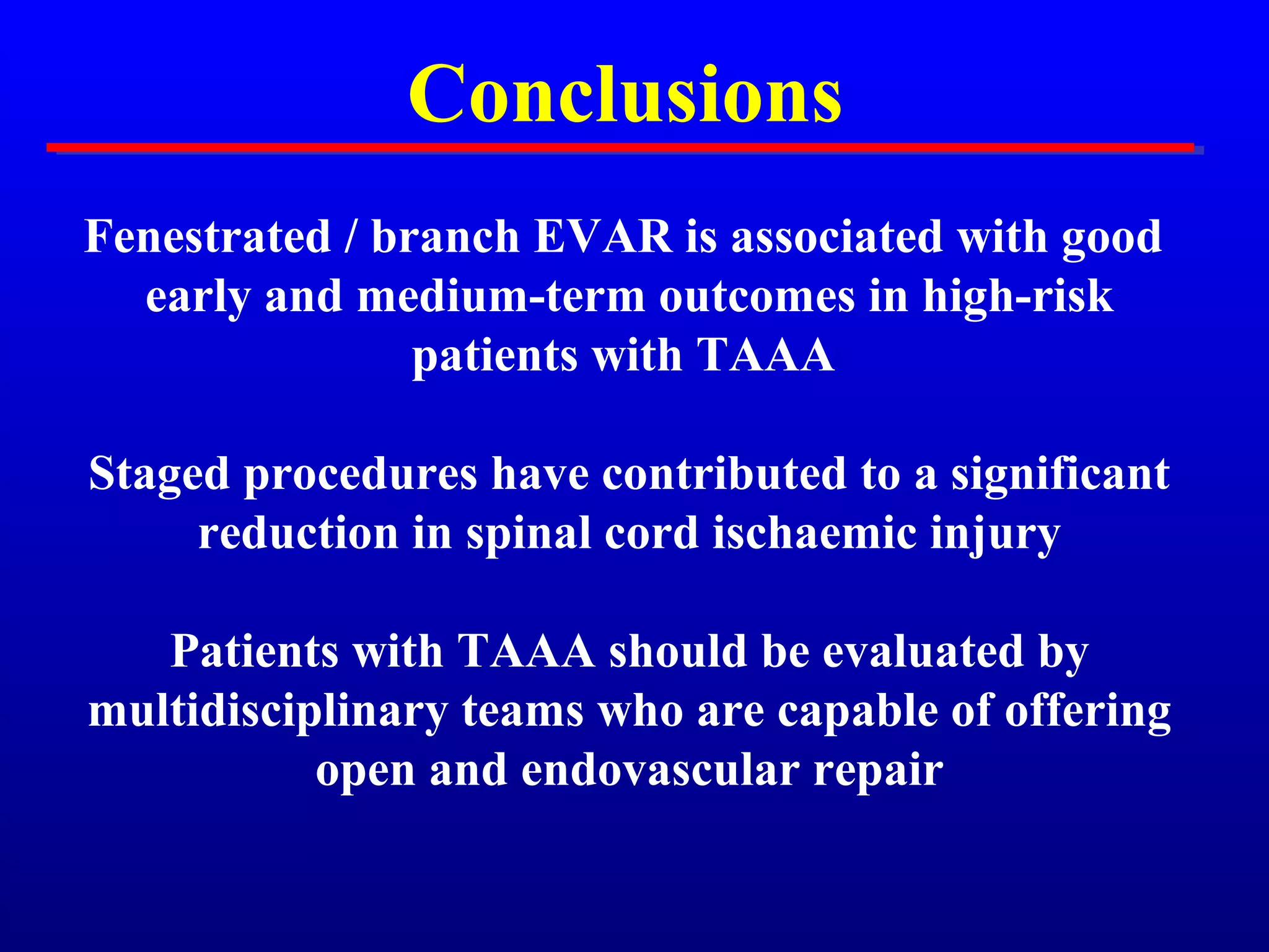 Endovascular Repair of Thoracoabdominal Aneurysm | PPT