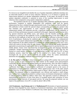 LPC Models and Different Speech Enhancement Techniques- A Review | PDF