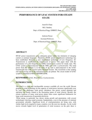PERFORMANCE OF LFAC SYSTEM FOR STEADY STATE | PDF