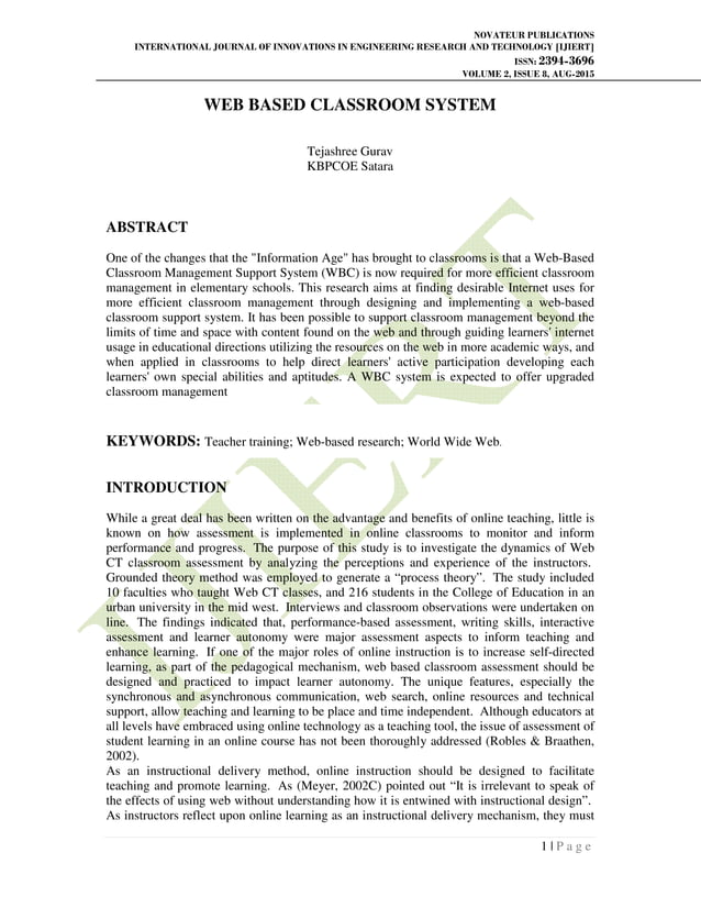 WEB BASED CLASSROOM SYSTEM | PDF