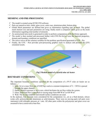 DESIGN, SIMULATION AND ANALYSIS OF A HYBRID-TYPE (PV/T) SOLAR AIR HEATER FOR HIGH PERFORMANCE | PDF
