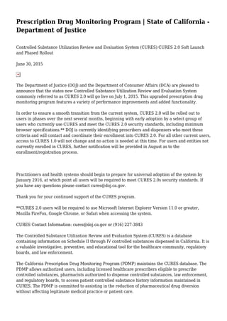 Prescription Drug Monitoring Program | State of California - Department ...