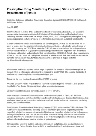 Prescription Drug Monitoring Program | State of California - Department ...