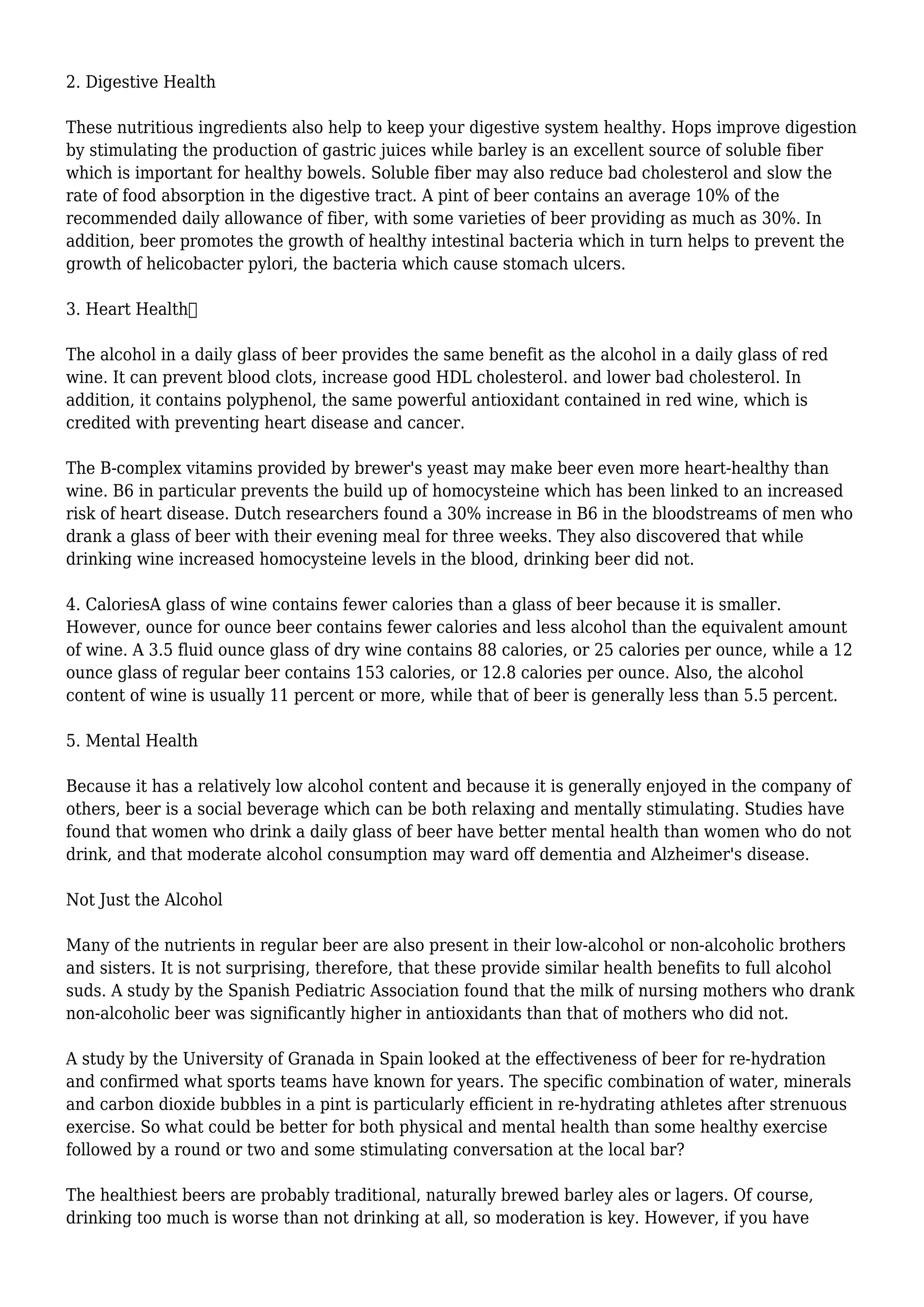 Five Health Benefits of Drinking Beer | PDF