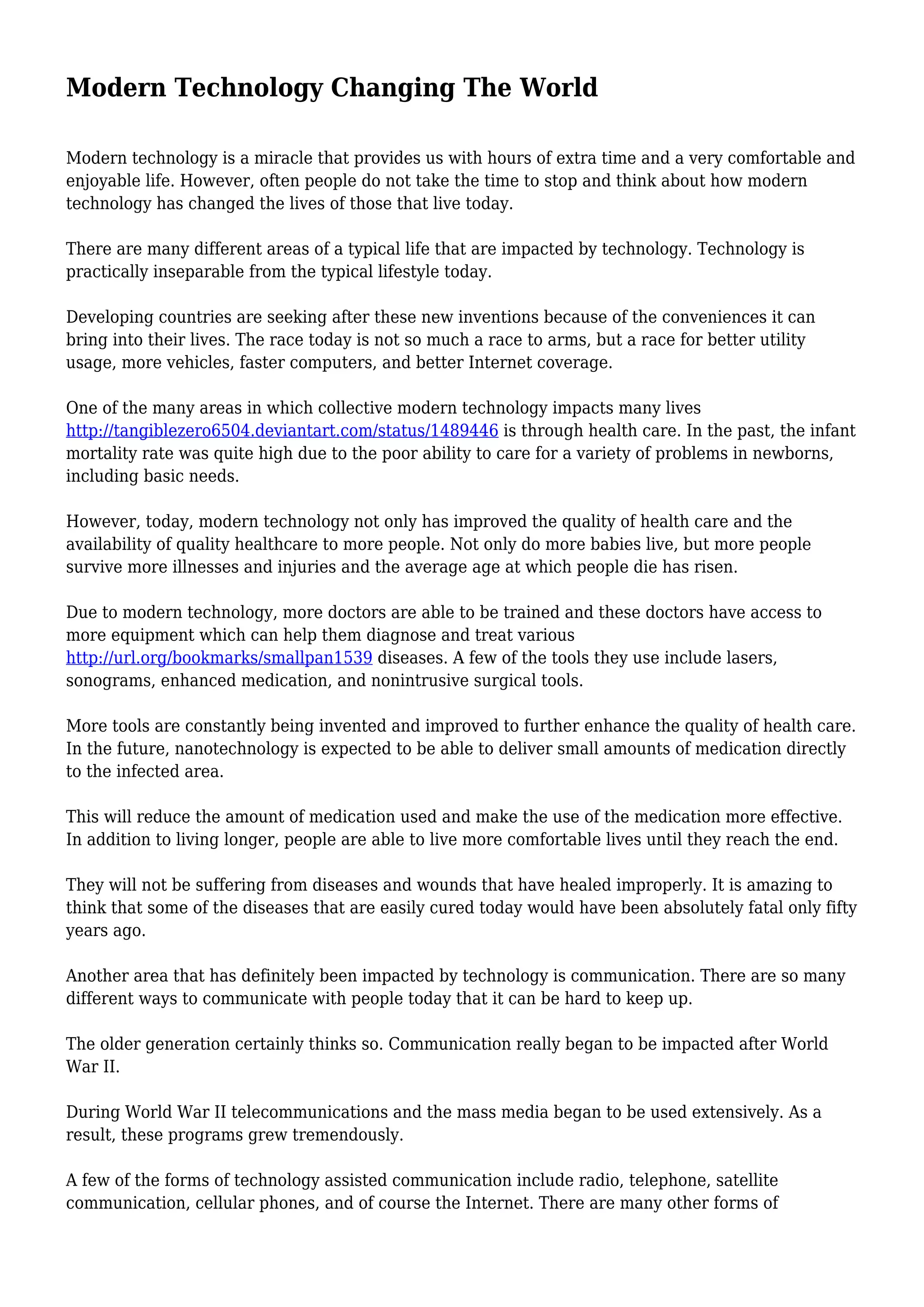 Modern Technology Changing The World | PDF