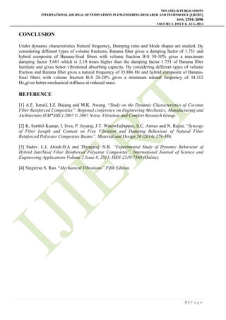 EXPERIMENTAL INVESTIGATION OF MECHANICAL AND DYNAMIC CHARACTERISTICS OF ...