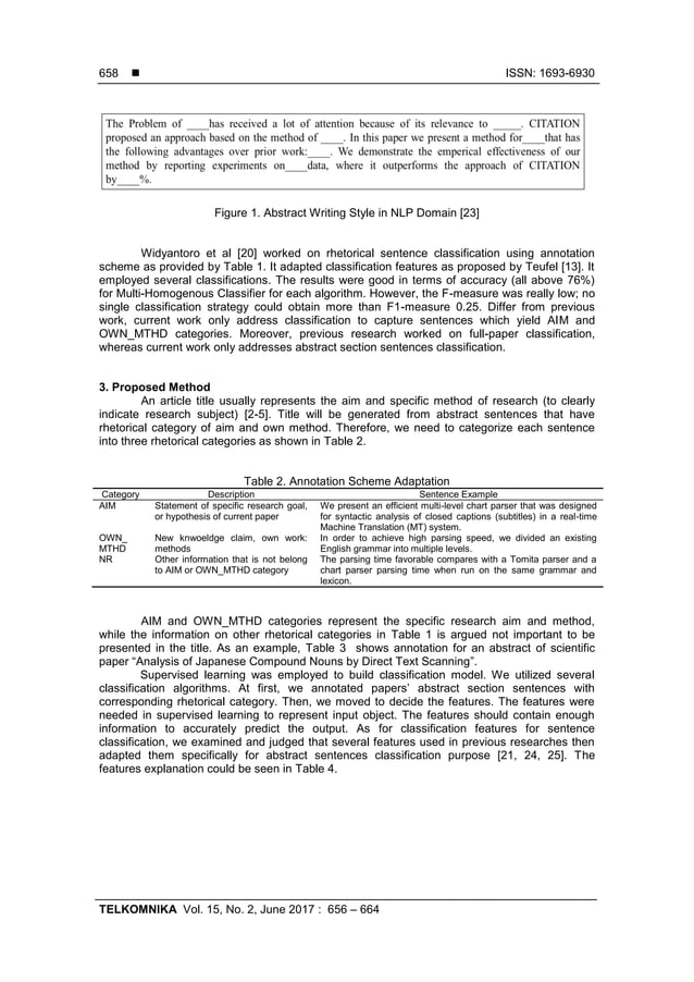 Rhetorical Sentence Classification for Automatic Title Generation in Scientific Article | PDF
