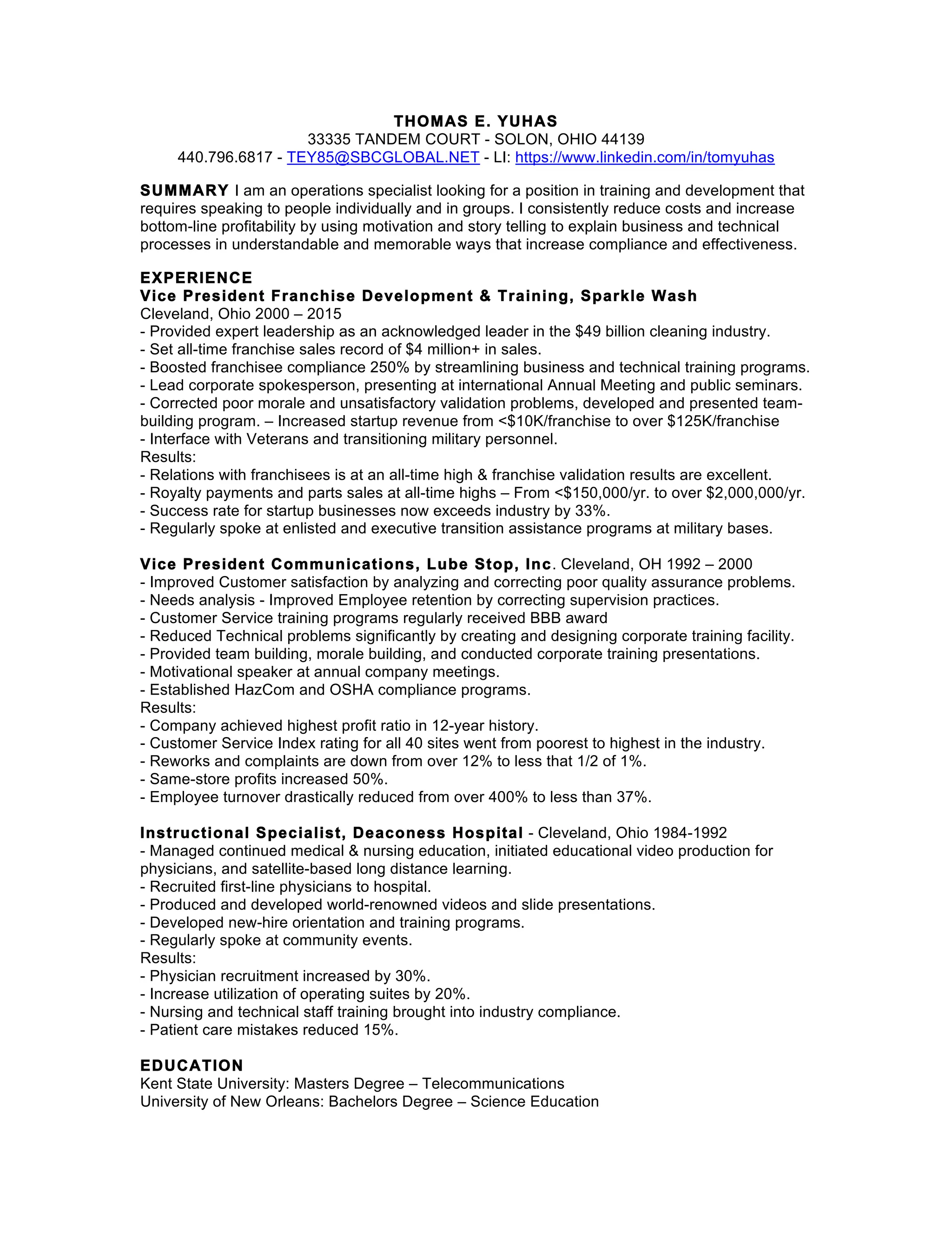 Thomas Yuhas Resume | PDF