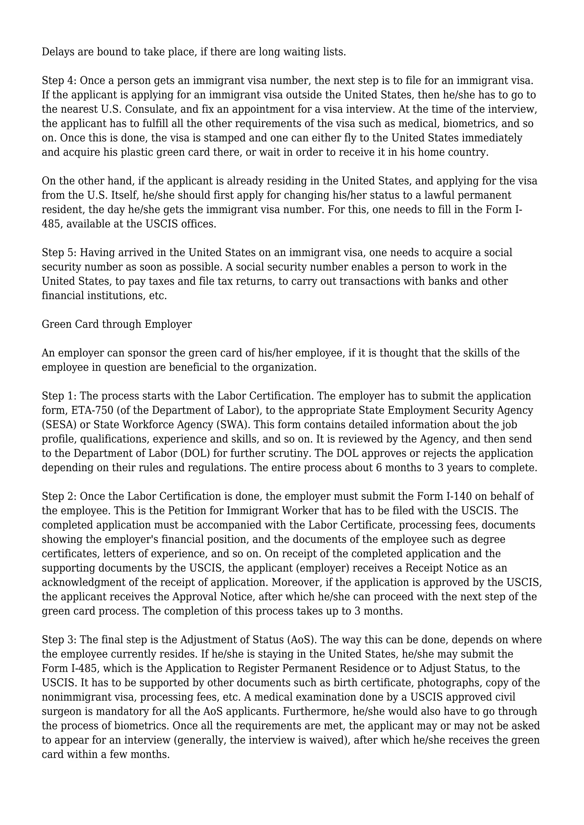 Green Card Process Steps | PDF