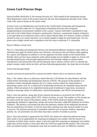 Green Card Process Steps | PDF