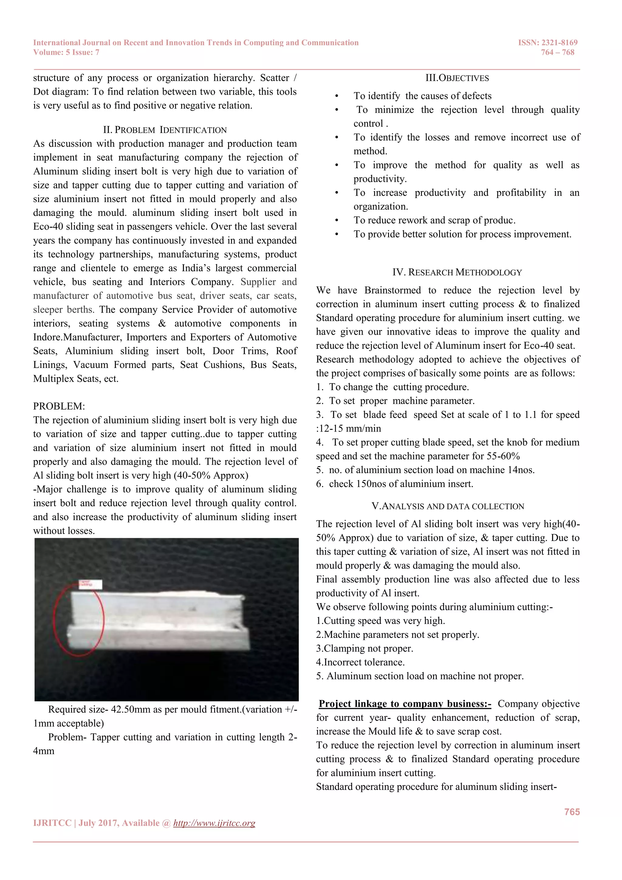 To Improve Quality and Reduce Rejection Level through Quality Control | PDF