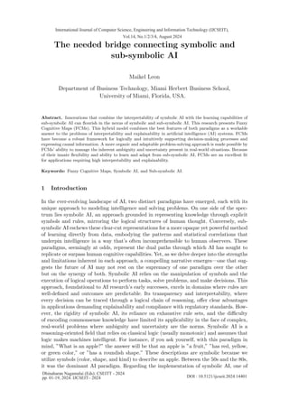 The Needed Bridge Connecting Symbolic and Sub-Symbolic AI | PDF