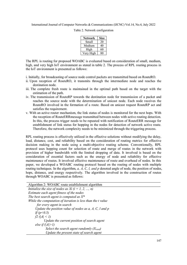 AN EFFICIENT MACHINE LEARNING OPTIMIZATION MODEL FOR ROUTE ESTABLISHMENT MECHANISM IN IOT ...