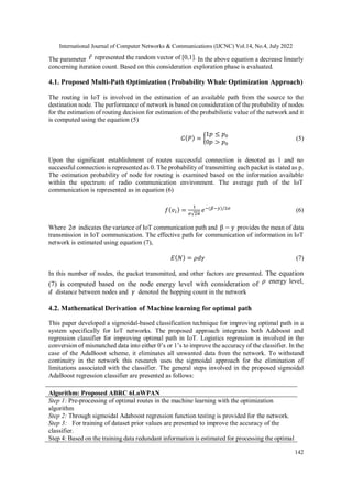 AN EFFICIENT MACHINE LEARNING OPTIMIZATION MODEL FOR ROUTE ESTABLISHMENT MECHANISM IN IOT ...