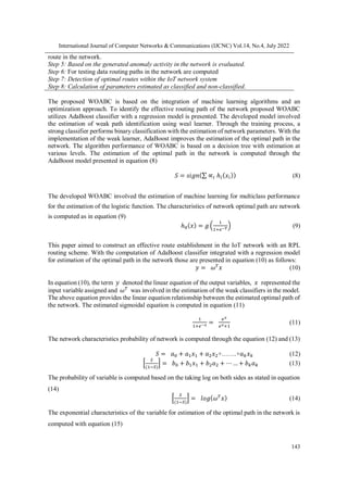 AN EFFICIENT MACHINE LEARNING OPTIMIZATION MODEL FOR ROUTE ESTABLISHMENT MECHANISM IN IOT ...