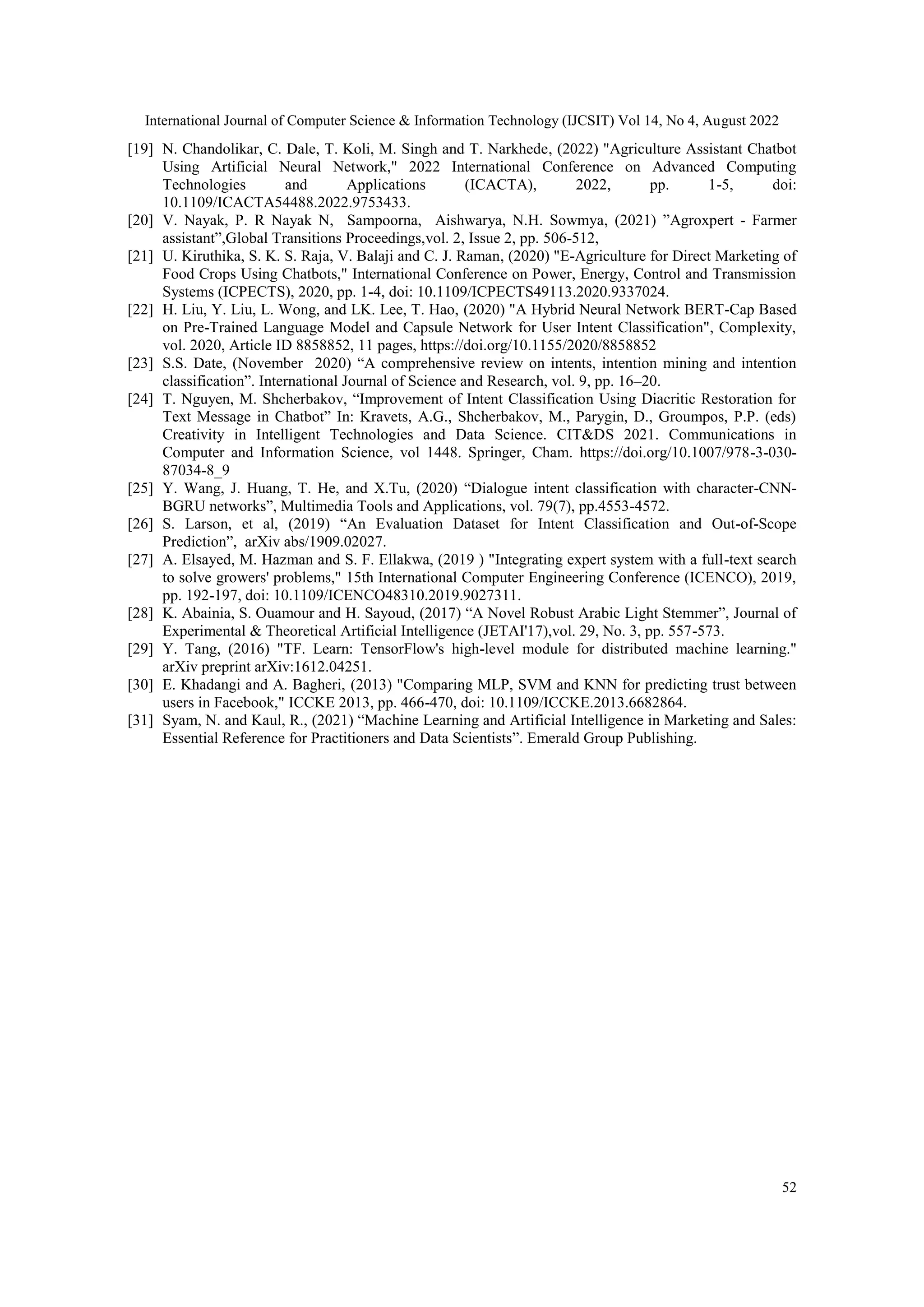 ARABIC DATASET FOR FARMERS' INTENT IDENTIFICATION TOWARD DEVELOPING A CHATBOT | PDF