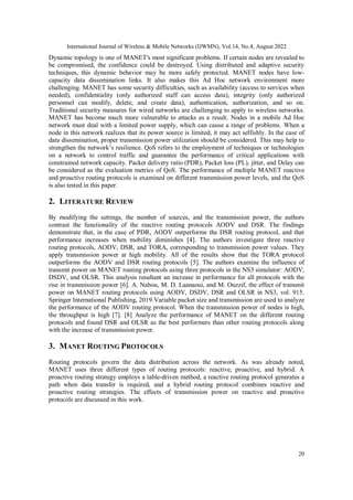 TRANSMISSION POWER AND QUALITY OF SERVICE IN MANET ROUTING PROTOCOLS | PDF