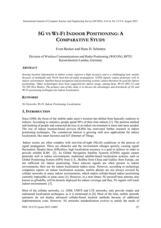 5G VS WI-FI INDOOR POSITIONING: A COMPARATIVE STUDY | PDF