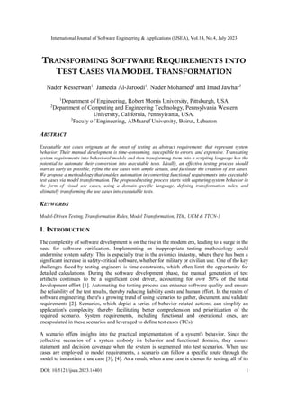 TRANSFORMING SOFTWARE REQUIREMENTS INTO TEST CASES VIA MODEL ...