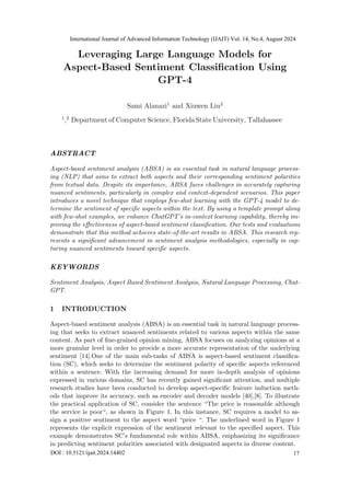 Leveraging Large Language Models for Aspect-Based Sentiment Classification Using GPT-4 | PDF