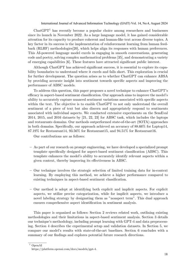 Leveraging Large Language Models for Aspect-Based Sentiment Classification Using GPT-4 | PDF