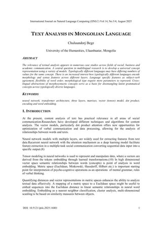 TEXT ANALYSIS IN MONGOLIAN LANGUAGE - IJNLC | PDF