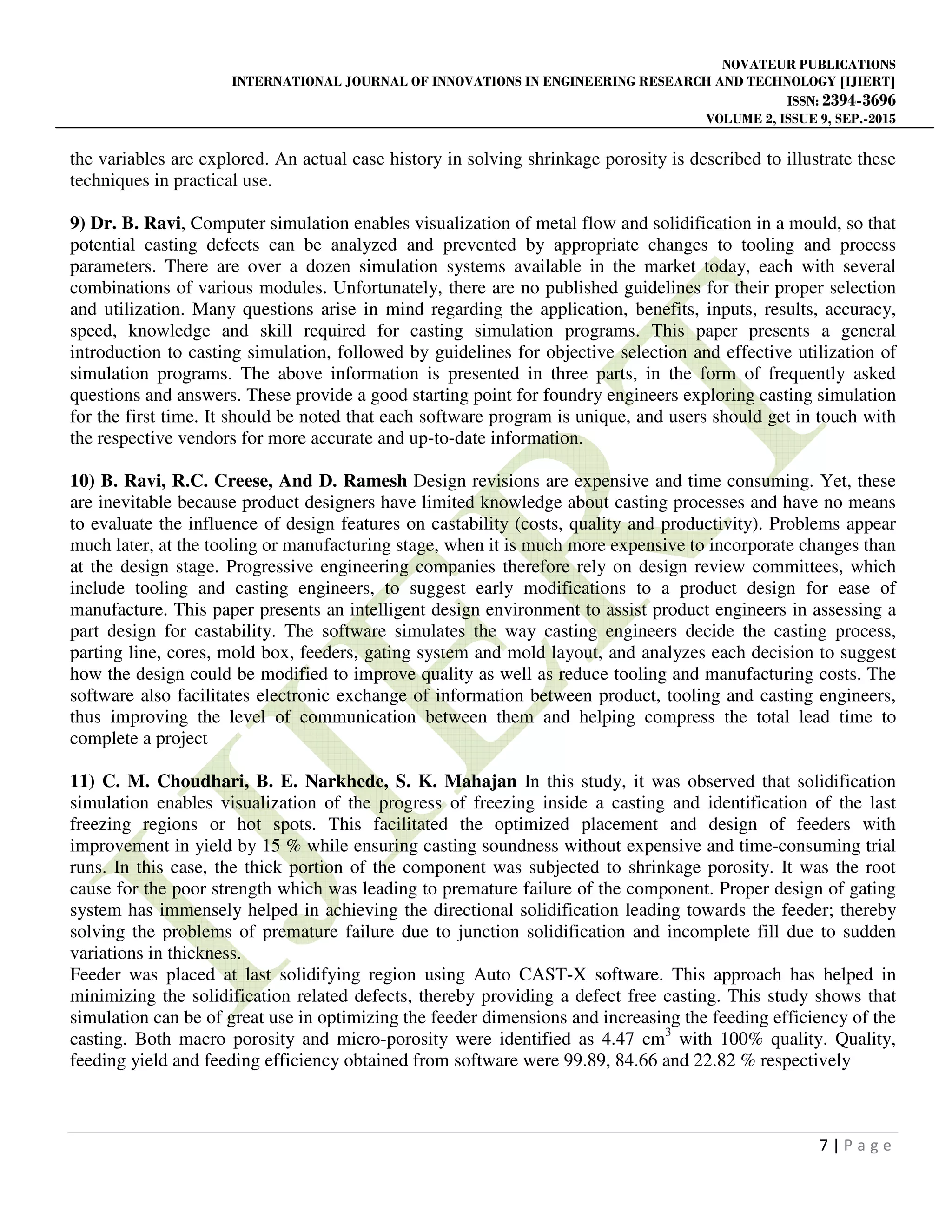 ADVANCED TECHNIQUES IN CASTING DEFECTS AND REJECTION ANALYSIS: A STUDY ...