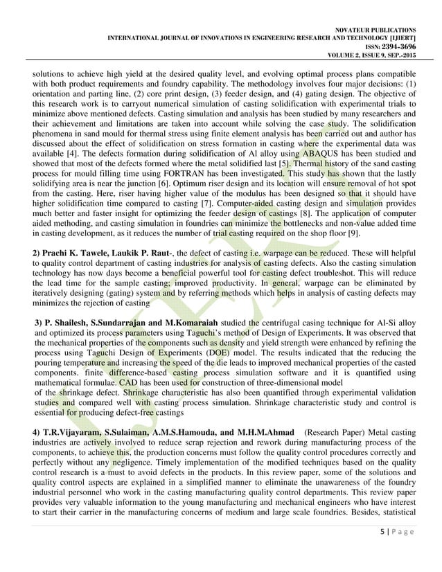 ADVANCED TECHNIQUES IN CASTING DEFECTS AND REJECTION ANALYSIS: A STUDY ...