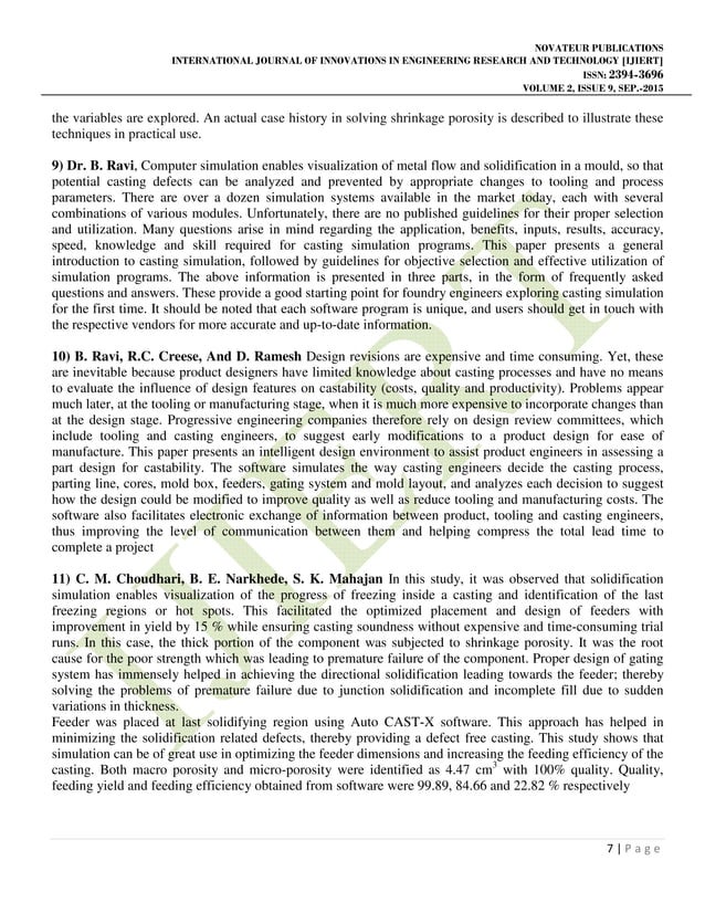 ADVANCED TECHNIQUES IN CASTING DEFECTS AND REJECTION ANALYSIS: A STUDY IN AN INDUSTRY | PDF