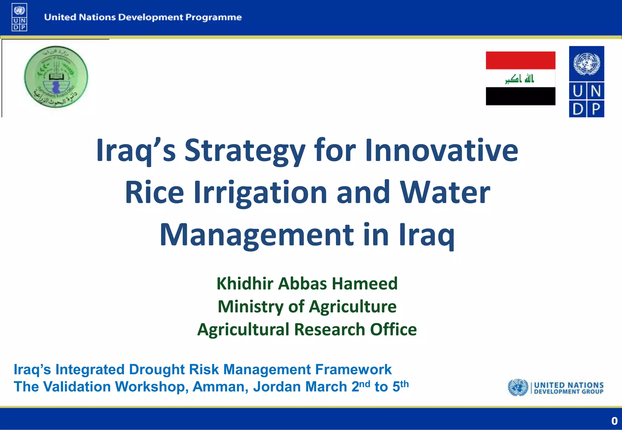1444 - Iraq’s Strategy for Innovative Rice Irrigation and Water ...