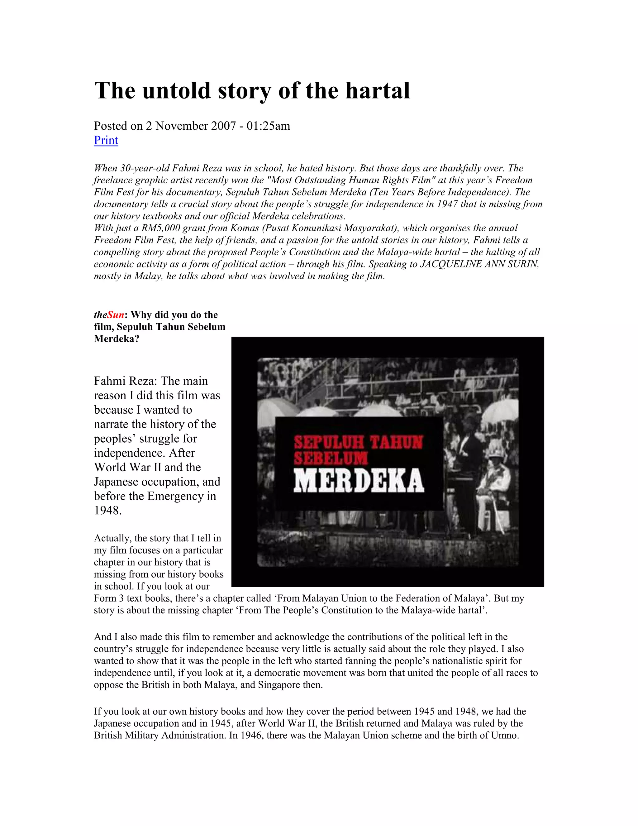 Fahmi-Reza-the-untold-story-of-the-mass disobedience - Interview with ...