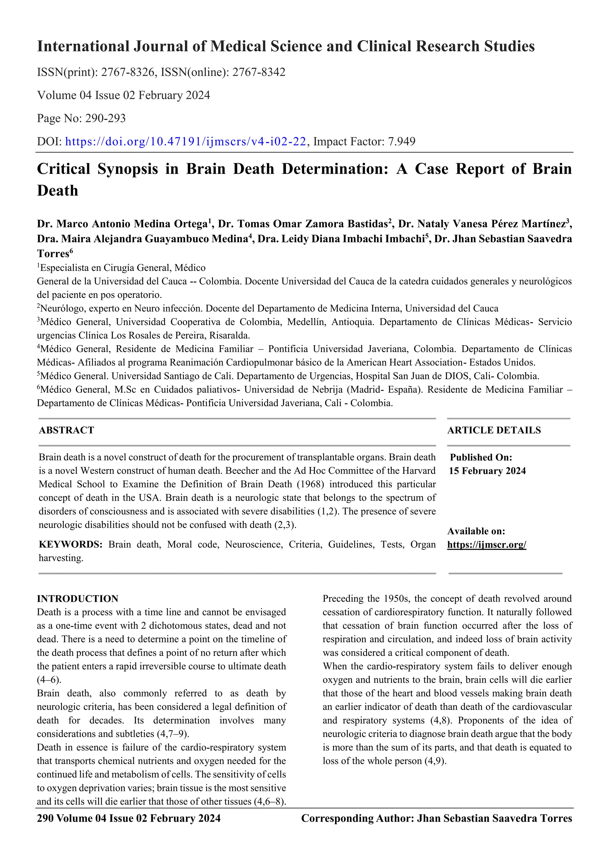 Critical Synopsis in Brain Death Determination: A Case Report of Brain ...