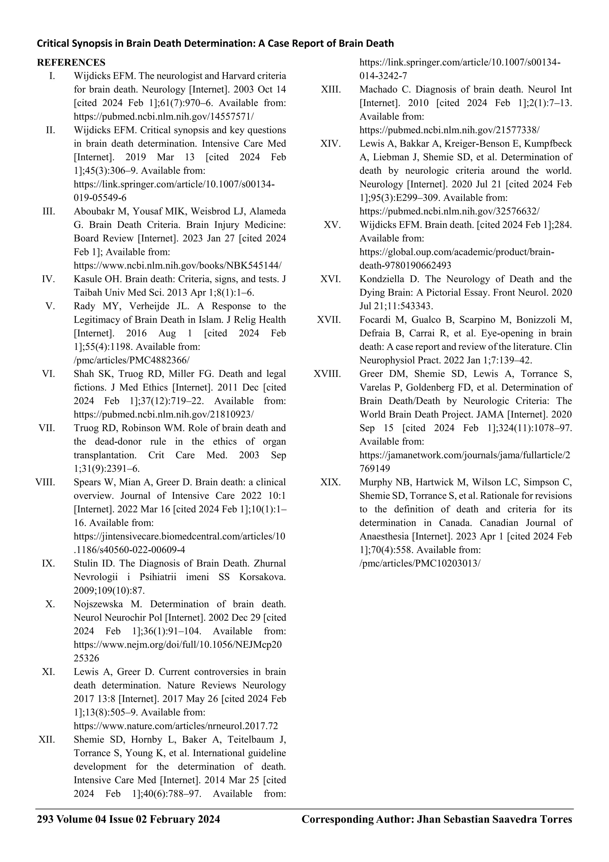 Critical Synopsis in Brain Death Determination: A Case Report of Brain ...