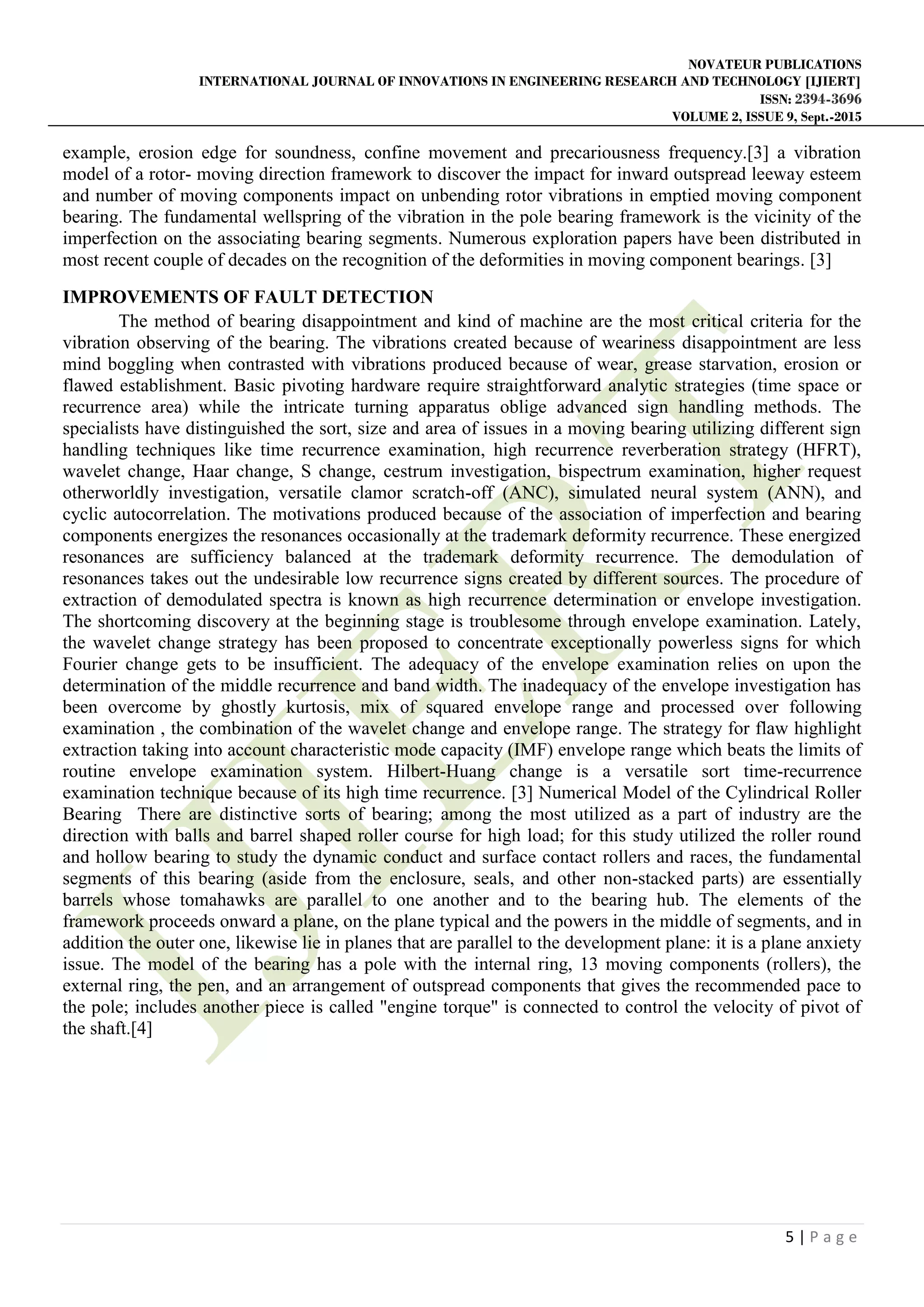 BALL BEARING ANALYSIS OF FAULT SIMULATION USING FINITE ELEMENT METHOD - A REVIEW | PDF