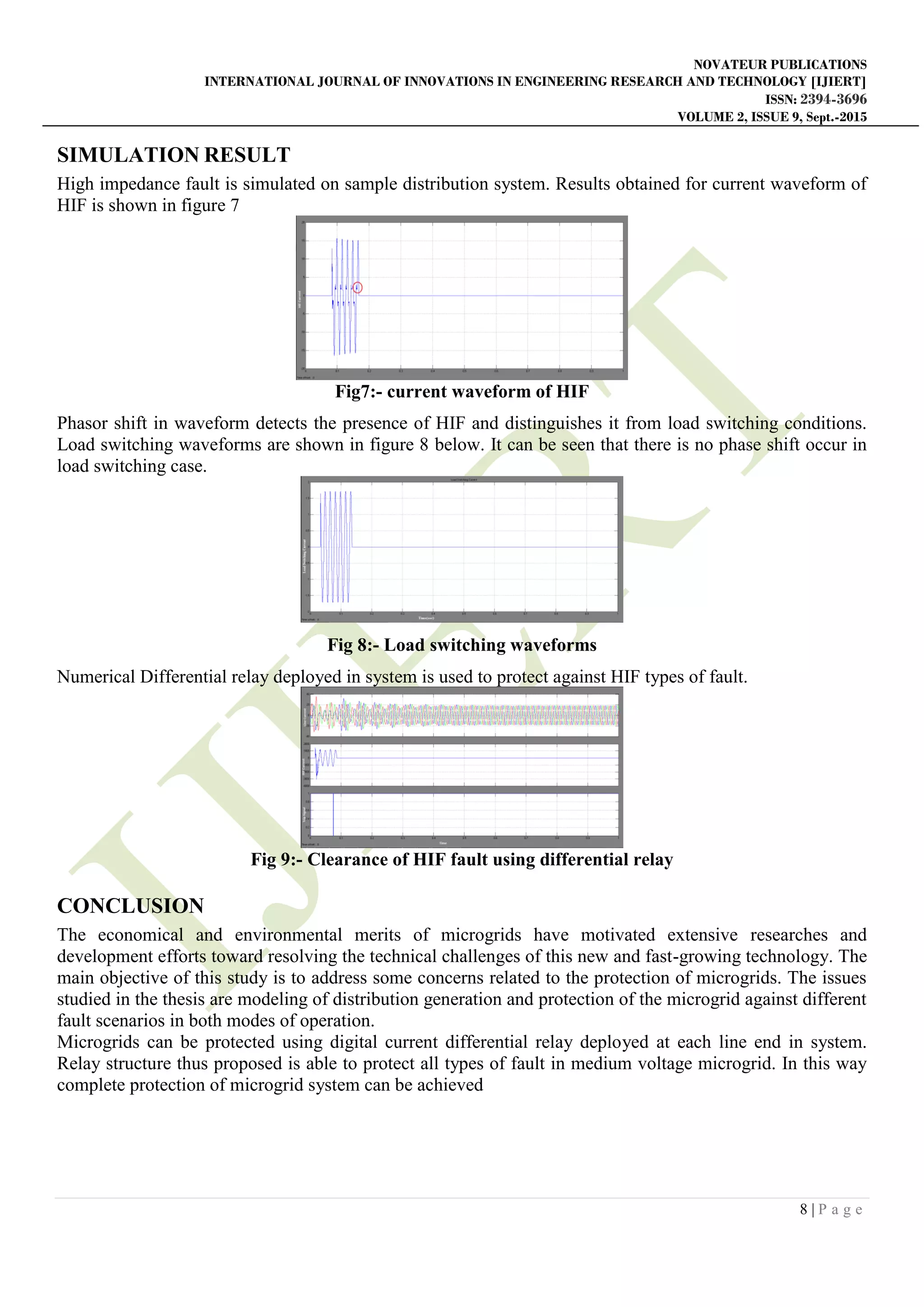 PROTECTION OF MICROGRID FROM HIGH IMPEDANCE FAULT USING DIFFERENTIAL RELAY | PDF